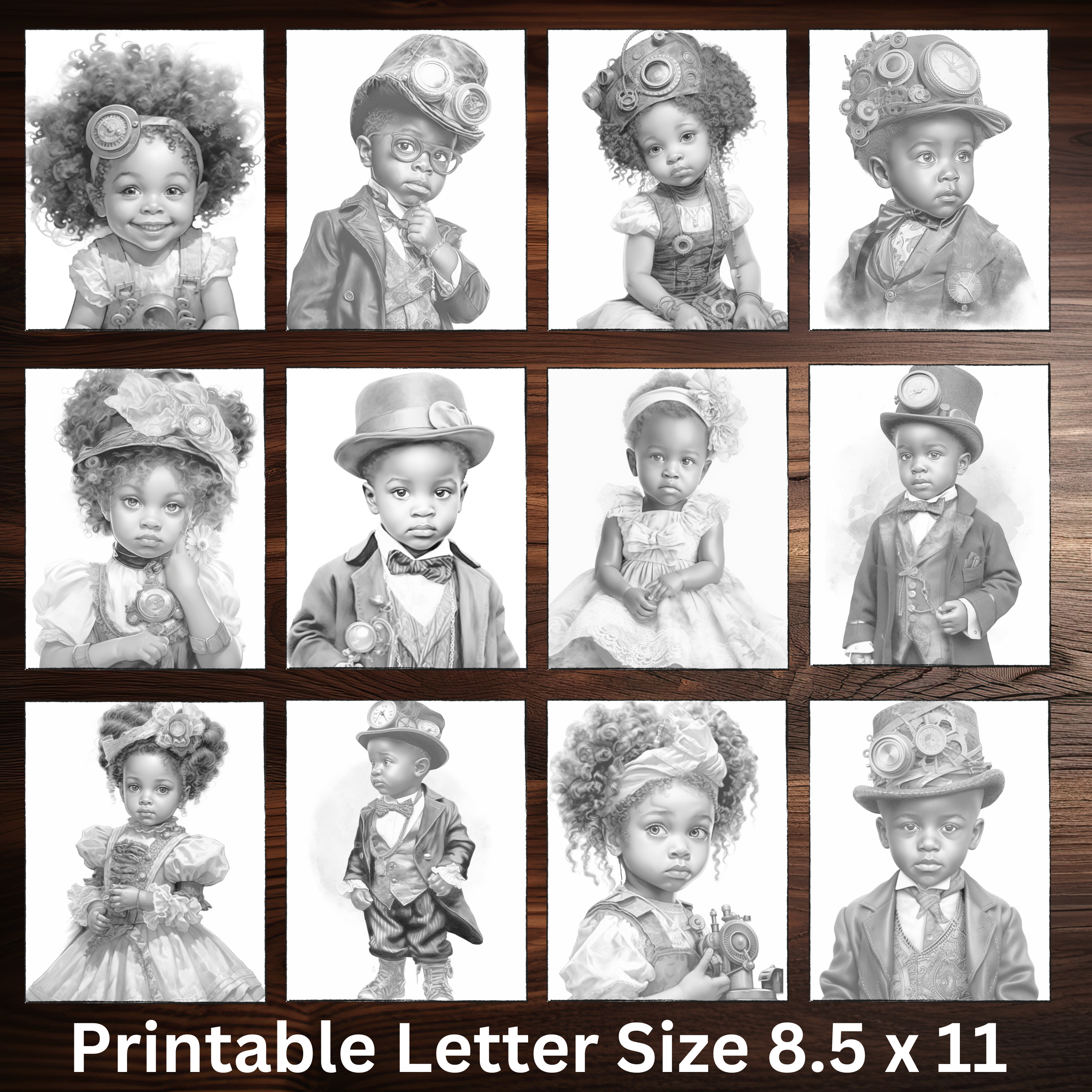 40 Cute Baby Coloring Book V2 Printable PDF Grayscale Coloring Pages ...