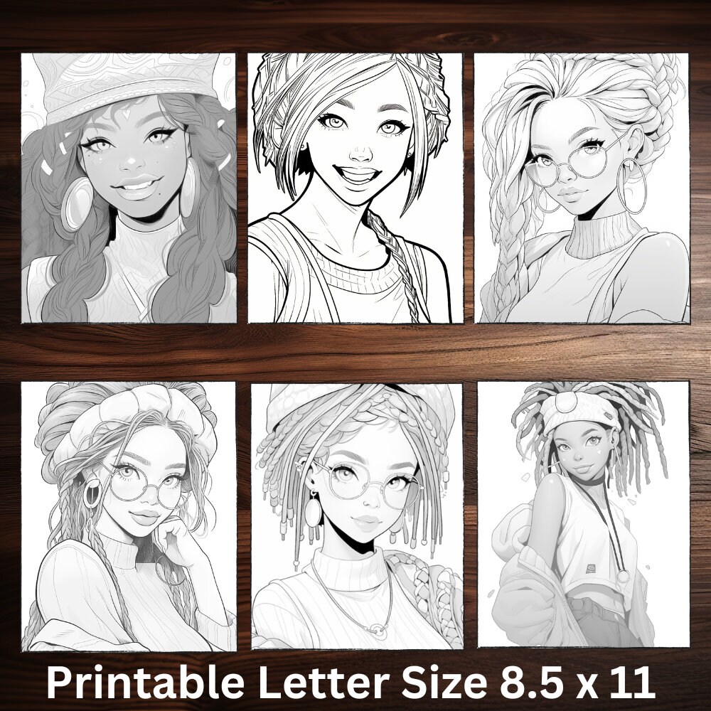 25 Beautiful Black Women Coloring Book V3 African American Grayscale ...