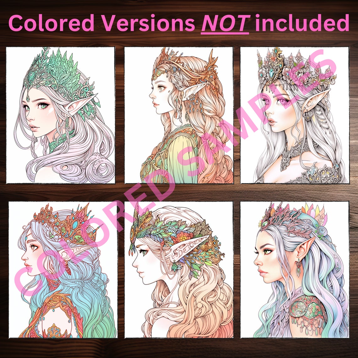 Elven Girls Elf Coloring Book Colouring Instant Download Grayscale ...