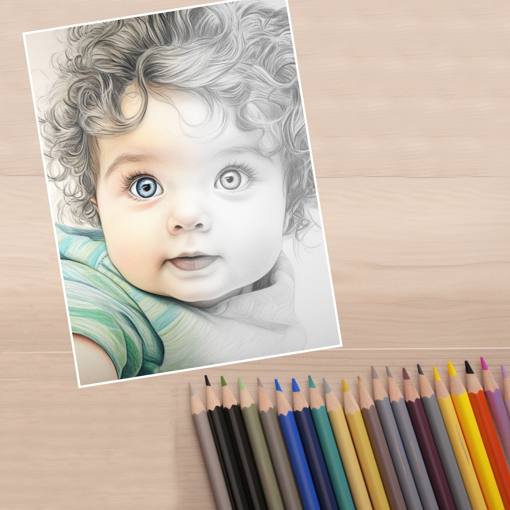 Cute Baby Coloring Book Instant Download Grayscale Coloring - Etsy