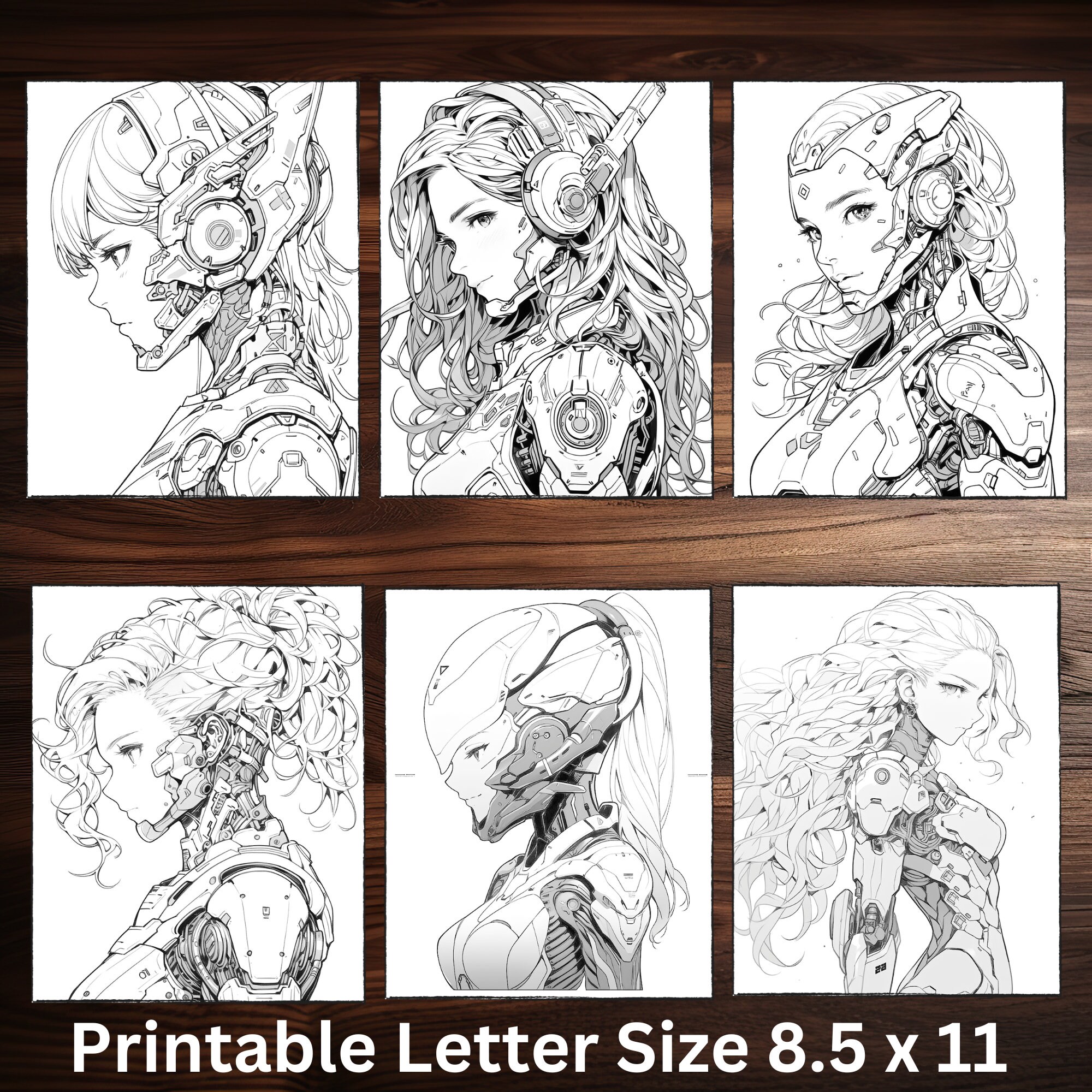Cyborg Women Fantasy Coloring Book Art Therapy Adult Coloring Instant ...