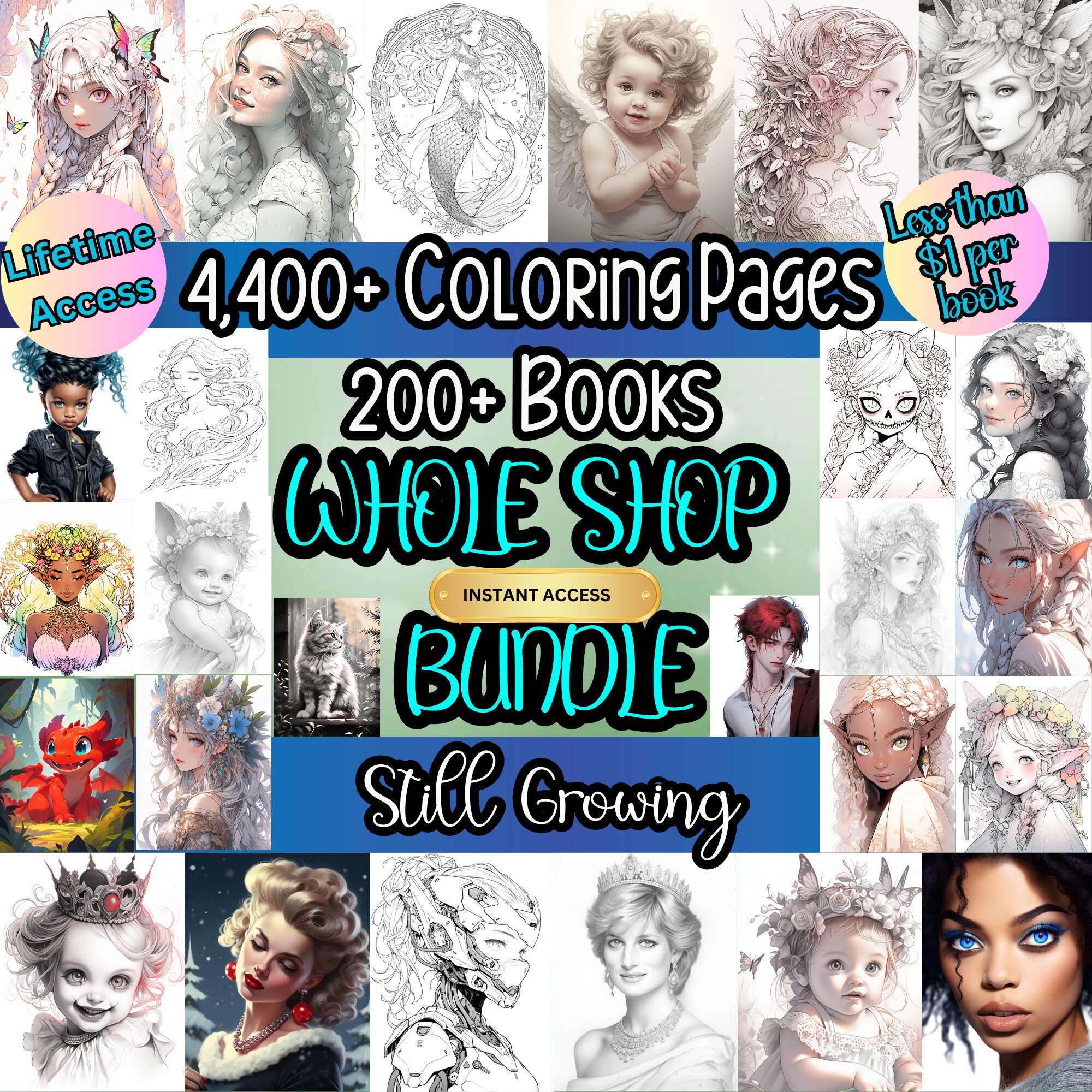 40 Radiant Witches Coloring Book V1 Printable Pdf Grayscale Coloring