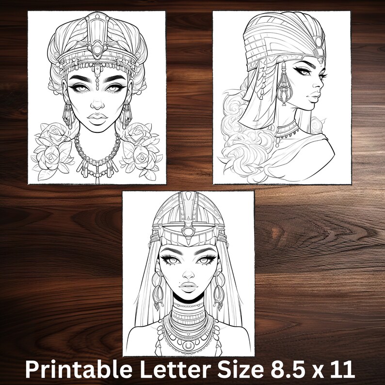 Ancient Egypt Cleopatra Coloring Book Fantasy Art Printable PDF ...