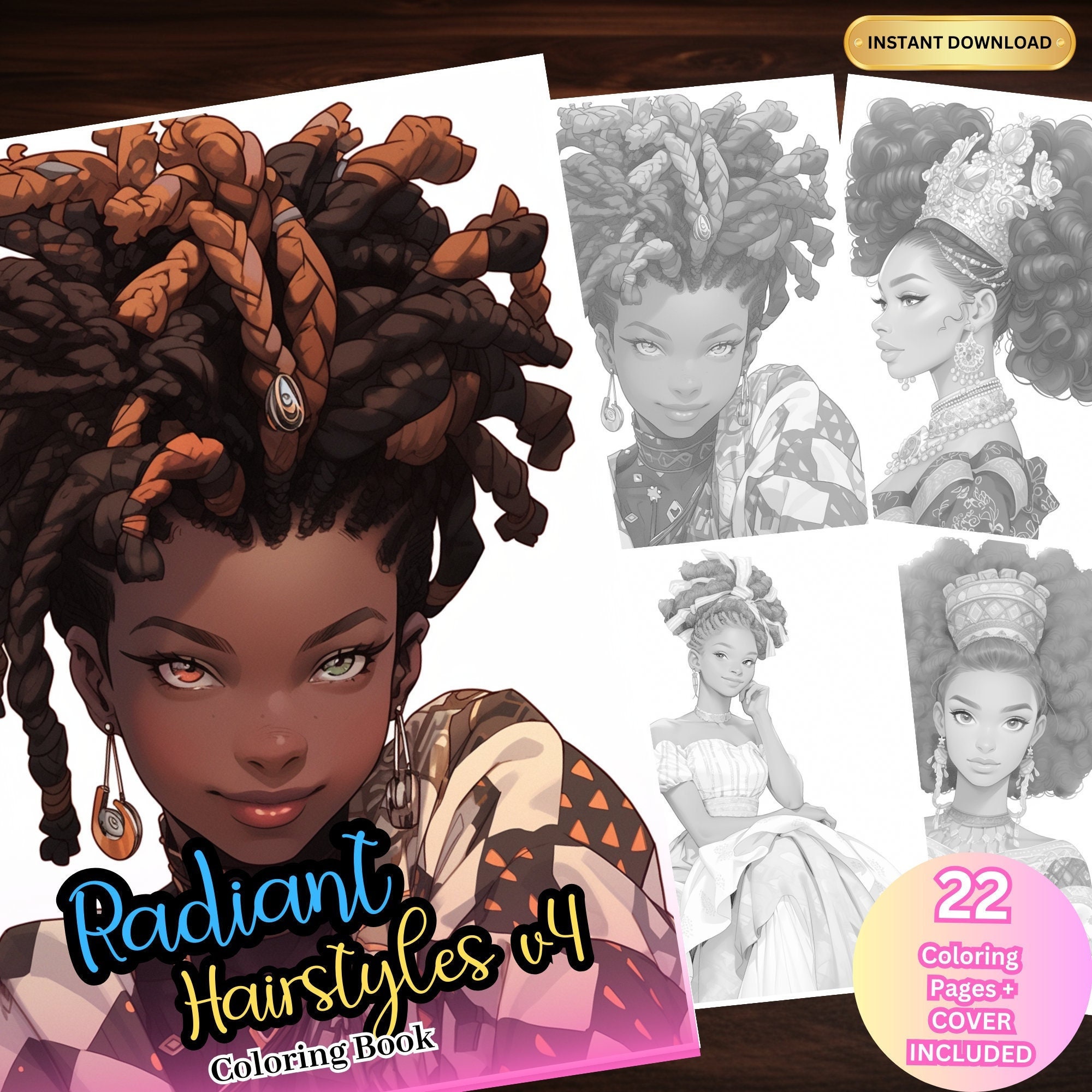 22 African American Hairstyles Women Coloring Book V4 Instant Download ...