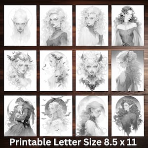 Dark Art Coloring Book V2 Printable PDF Grayscale Coloring Pages ...
