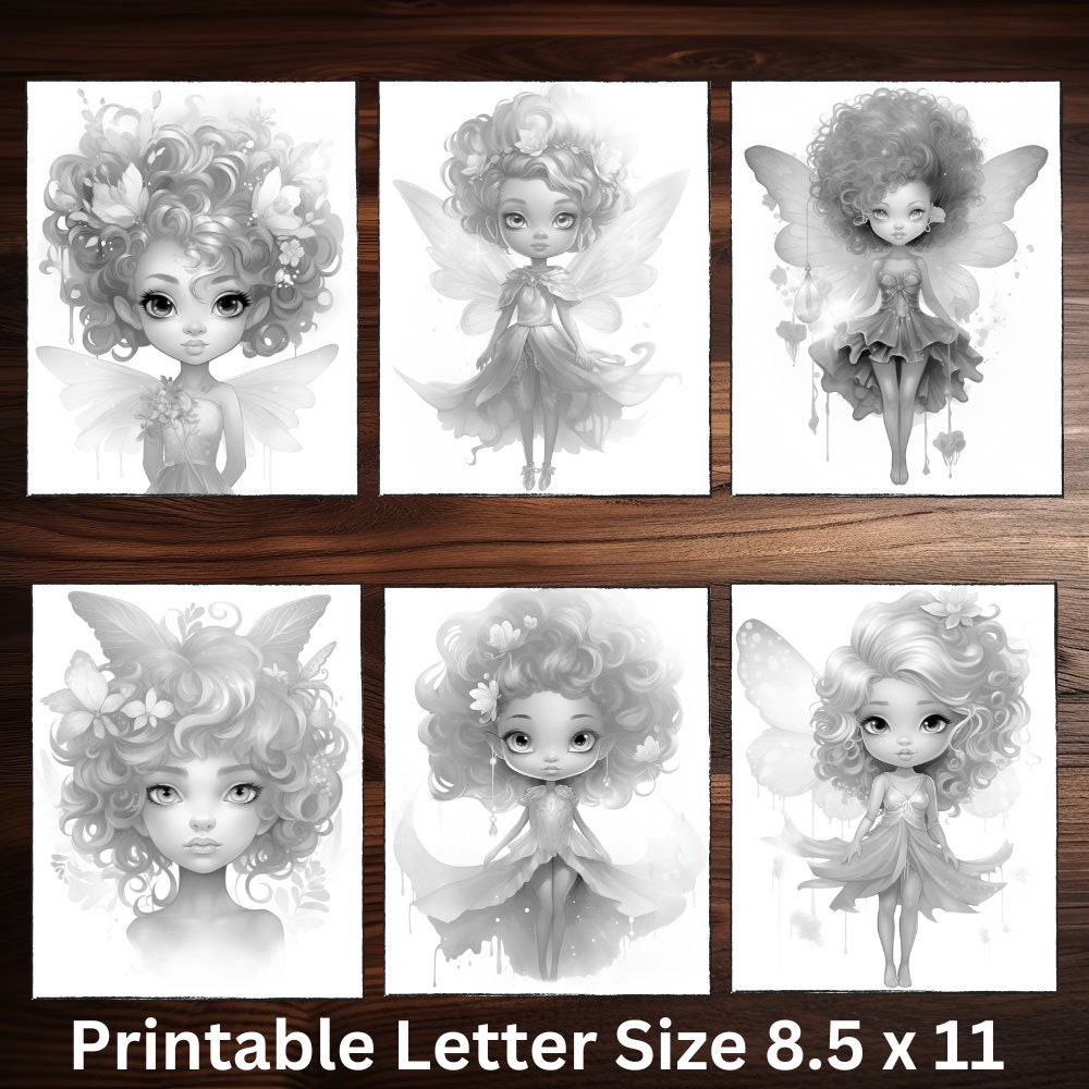 22 Chibi Butterfly Fairies Coloring Book Instant Download African ...