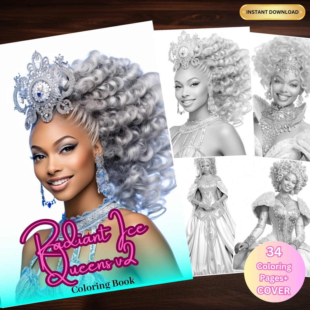 Beautiful African American Coloring Book V2 Printable PDF Grayscale ...