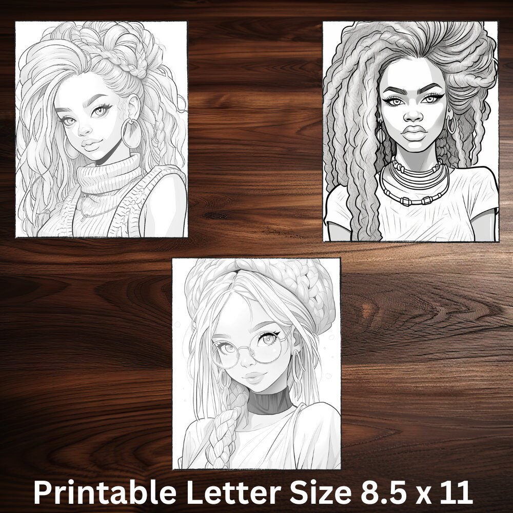 25 Beautiful Black Women Coloring Book V3 African American Grayscale ...