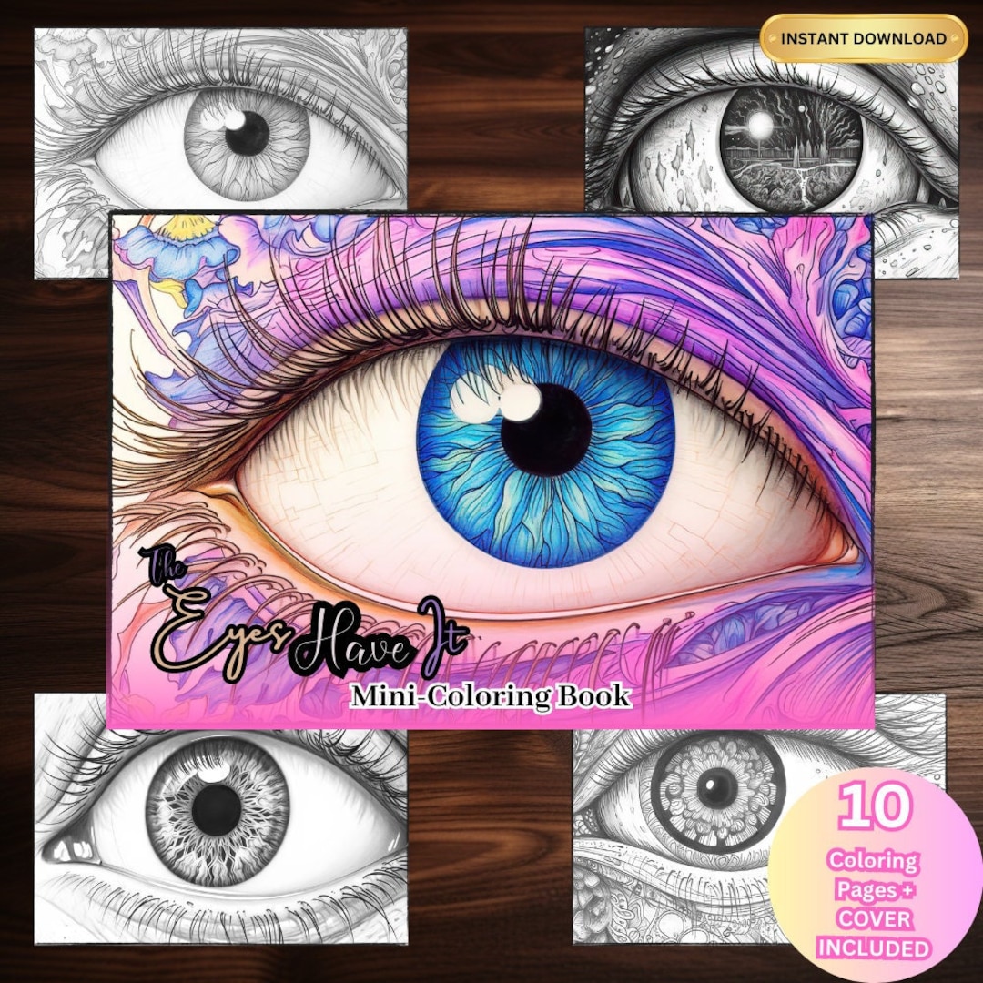 Eye Coloring Book Fantasy Art Anime Art Printable PDF Grayscale ...