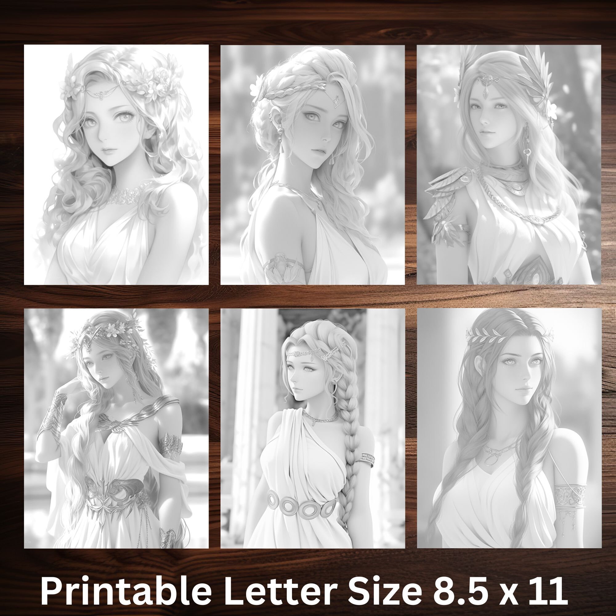 Goddess Coloring Book Aphrodite Printable PDF Grayscale Coloring Pages ...