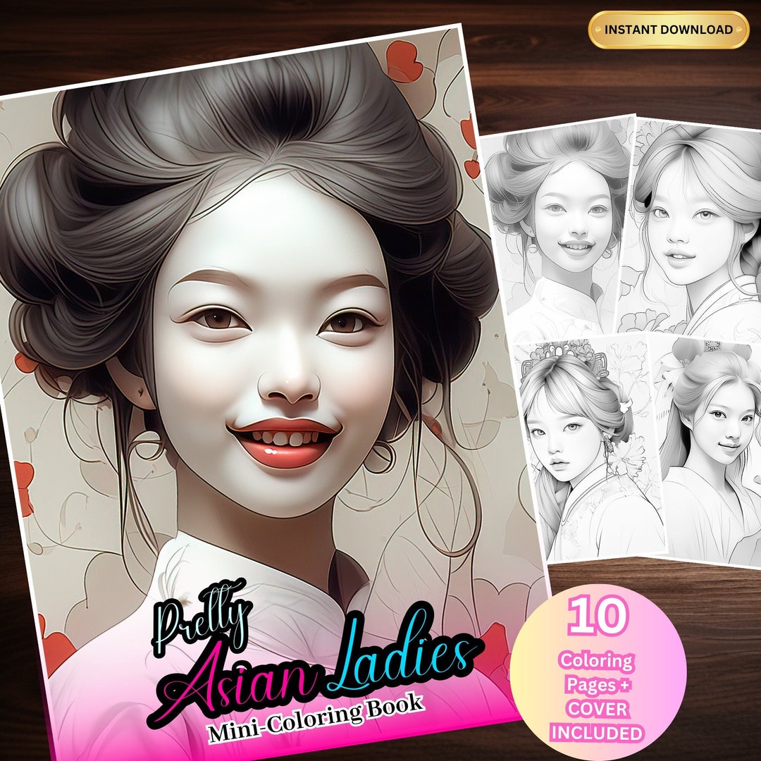 Asian Art Coloring Book Printable PDF Grayscale Coloring Pages Ready to ...