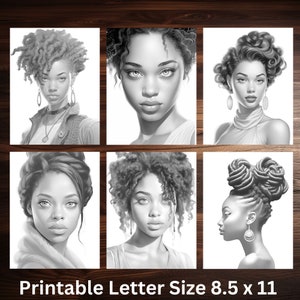 34 Beautiful Black Women Coloring Book Printable PDF Grayscale Coloring ...