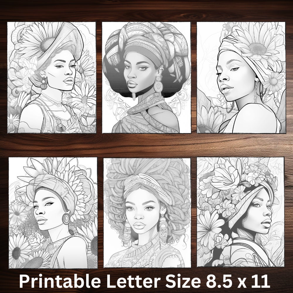 African American Coloring Book Instant Download Grayscale Coloring ...