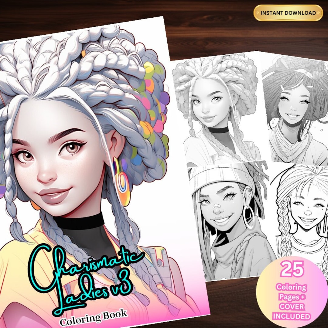 25 Beautiful Black Women Coloring Book V3 African American Grayscale ...