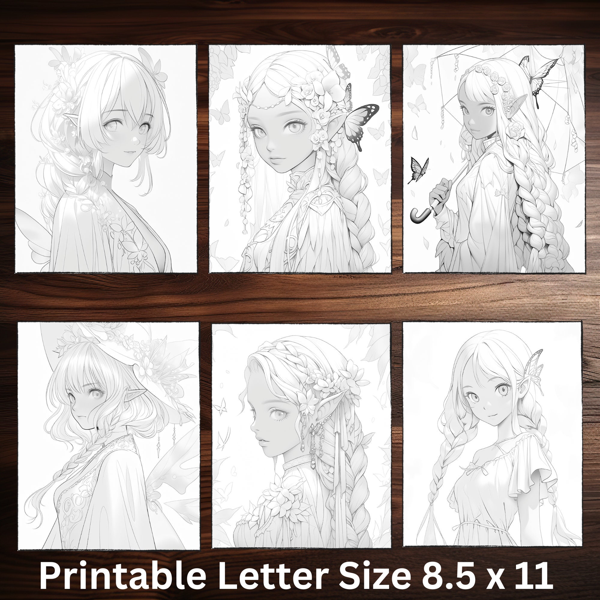 Fantasy Coloring Book Fairy Art Instant Download Grayscale Coloring ...