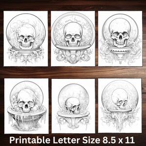Skull Coloring Halloween Coloring Book Printable PDF Grayscale Pages ...