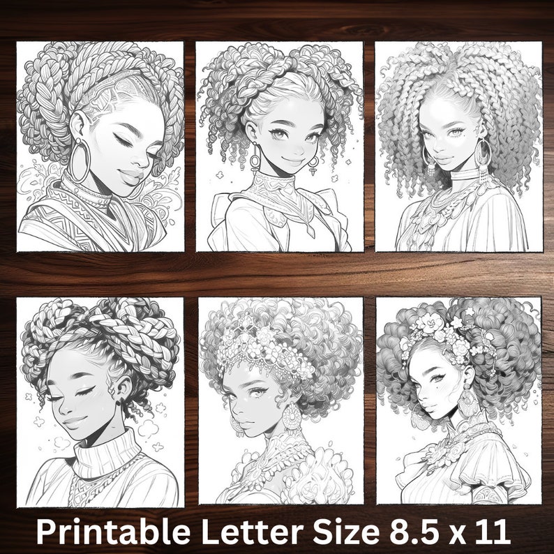 Big Beautiful Hairstyles Coloring Book Afro Hair Instant Download ...