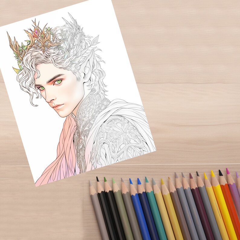 Elven Art Coloring Book Fantasy Art V2 Instant Download Grayscale ...
