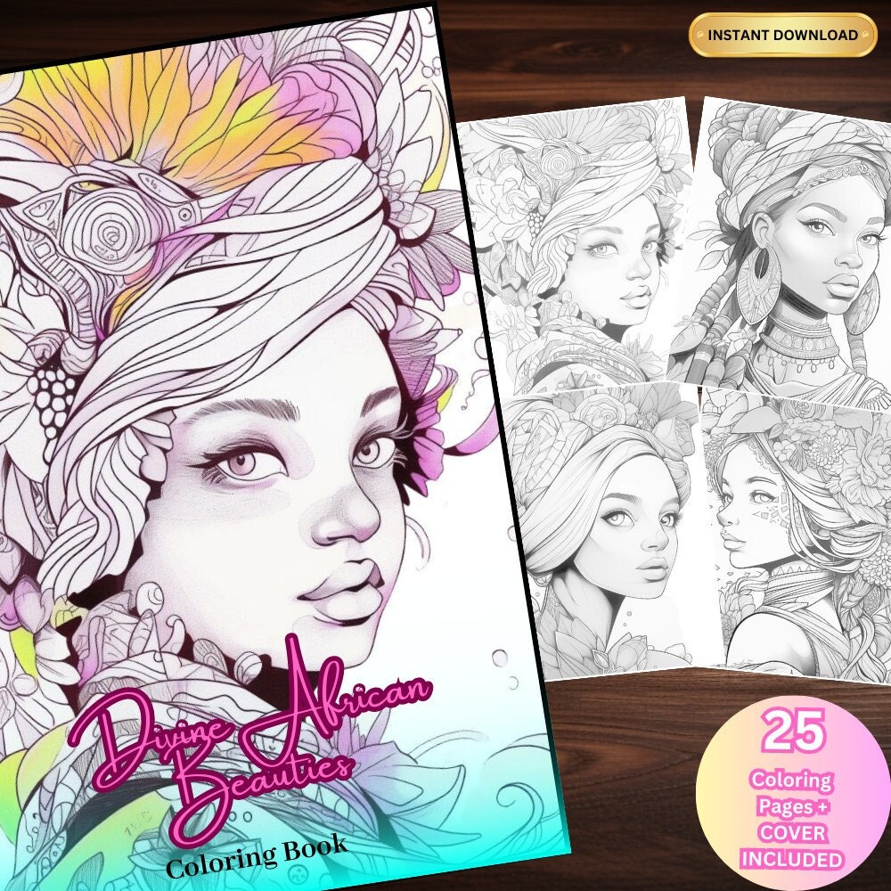 African American Coloring Book Instant Download Grayscale Coloring ...