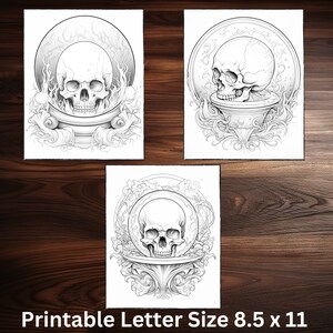 Skull Coloring Halloween Coloring Book Printable PDF Grayscale Pages ...