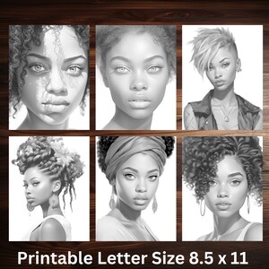 34 Beautiful Black Women Coloring Book Printable PDF Grayscale Coloring ...