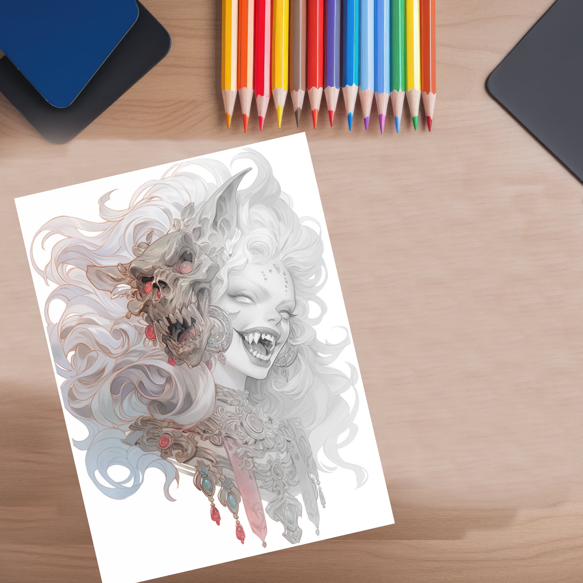 40 Halloween Vampires Coloring Book Printable PDF Grayscale Coloring ...