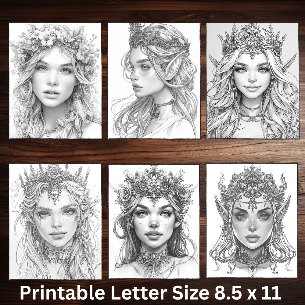 Fairy Coloring Book Fantasy Art Instant Download Grayscale Coloring ...