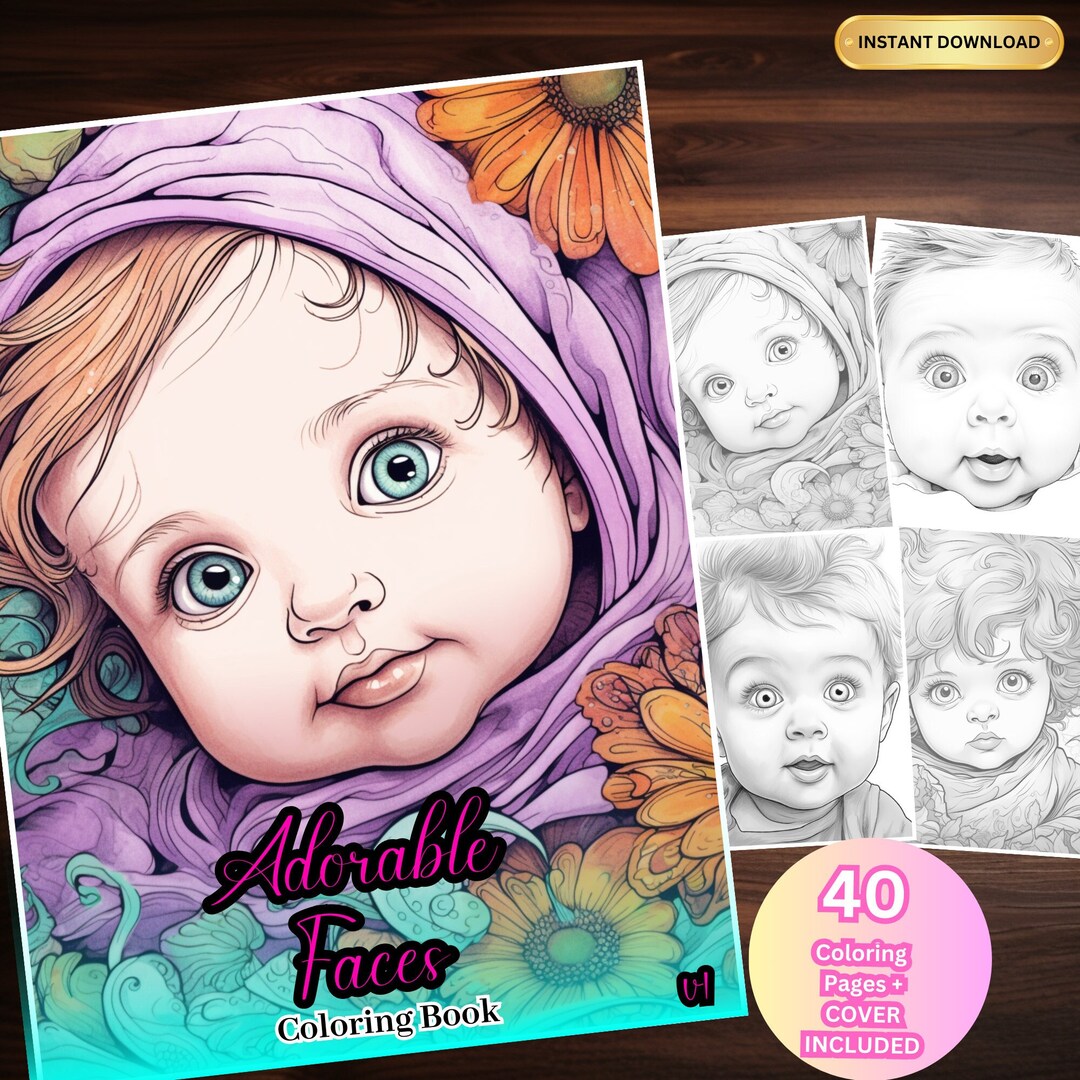 Baby Book Cute Coloring Book Instant Download Grayscale Adult Coloring ...