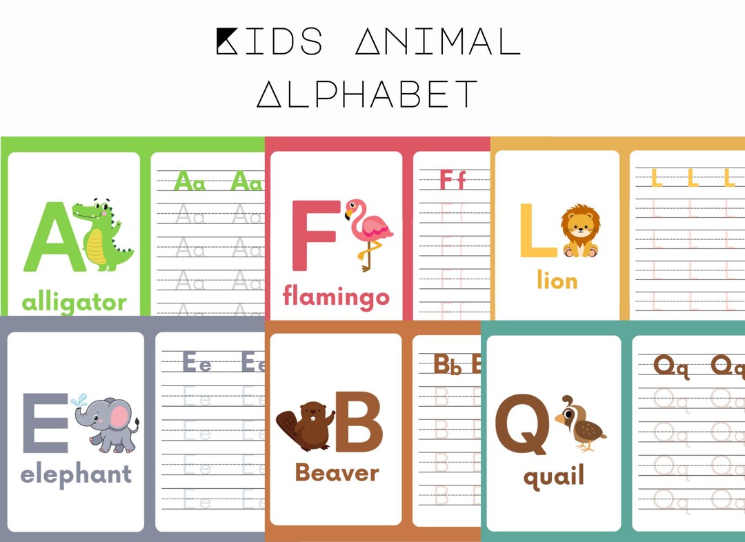 26 Kids Animal Alphabet A-Z Tracing Worksheets Printable/digital - Etsy ...