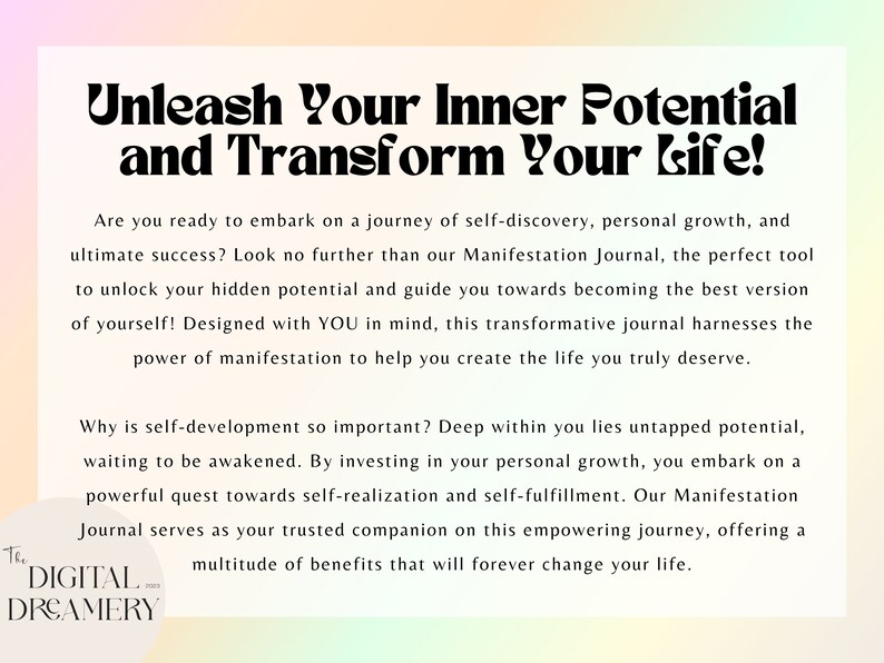 Digital Manifestation Journal, Spiritual Planner Dream Template, Law of ...