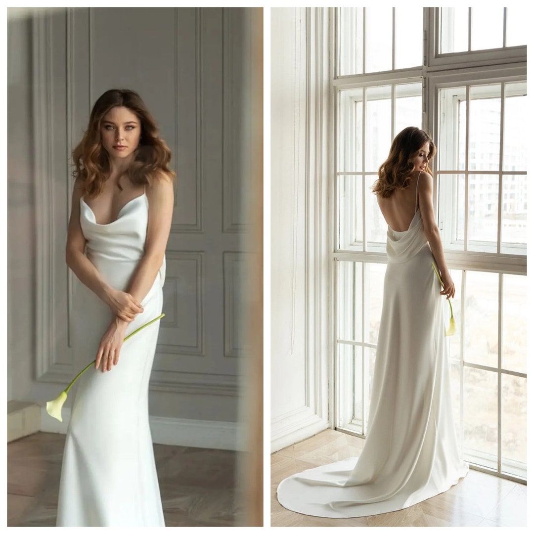 Mermaid Dress With A-line Silhouette, Gentle Train, Deep Boat Neck and ...