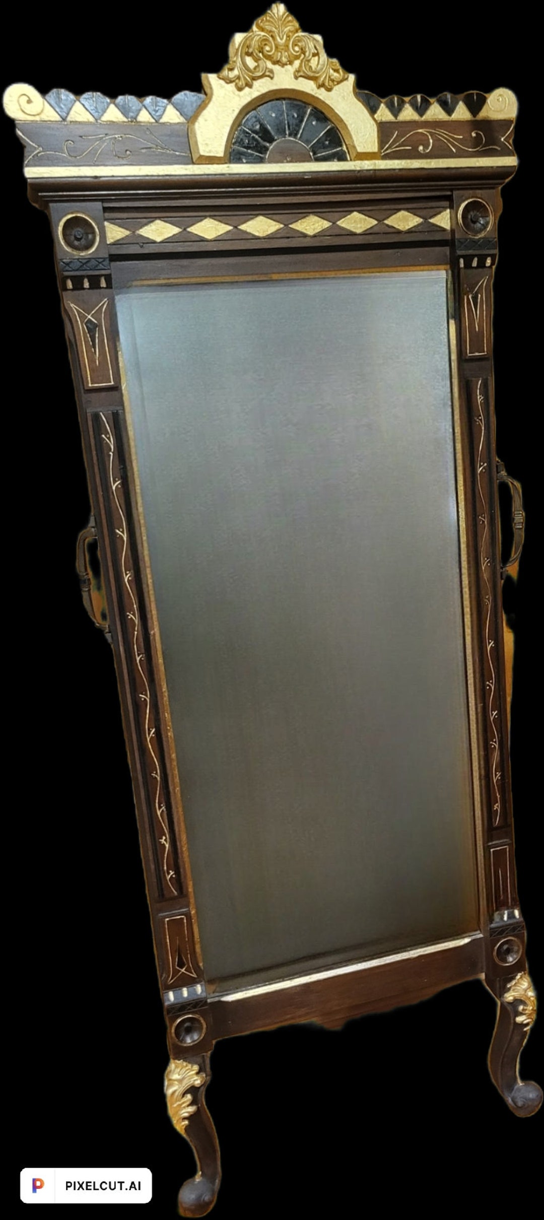 Ornate Antique Wood Mirror With Legs, Gold Wood Antique Mirror - Etsy