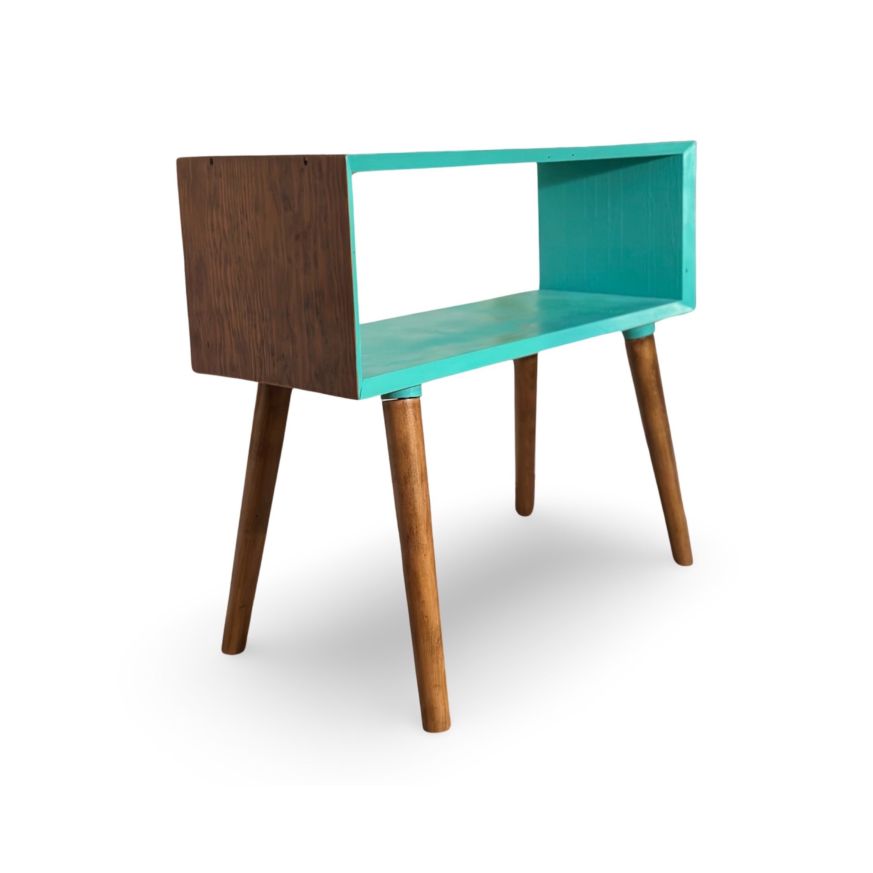 Handcrafted Mid-century Modern Accent Table, Reclaimed Legs, Blue ...