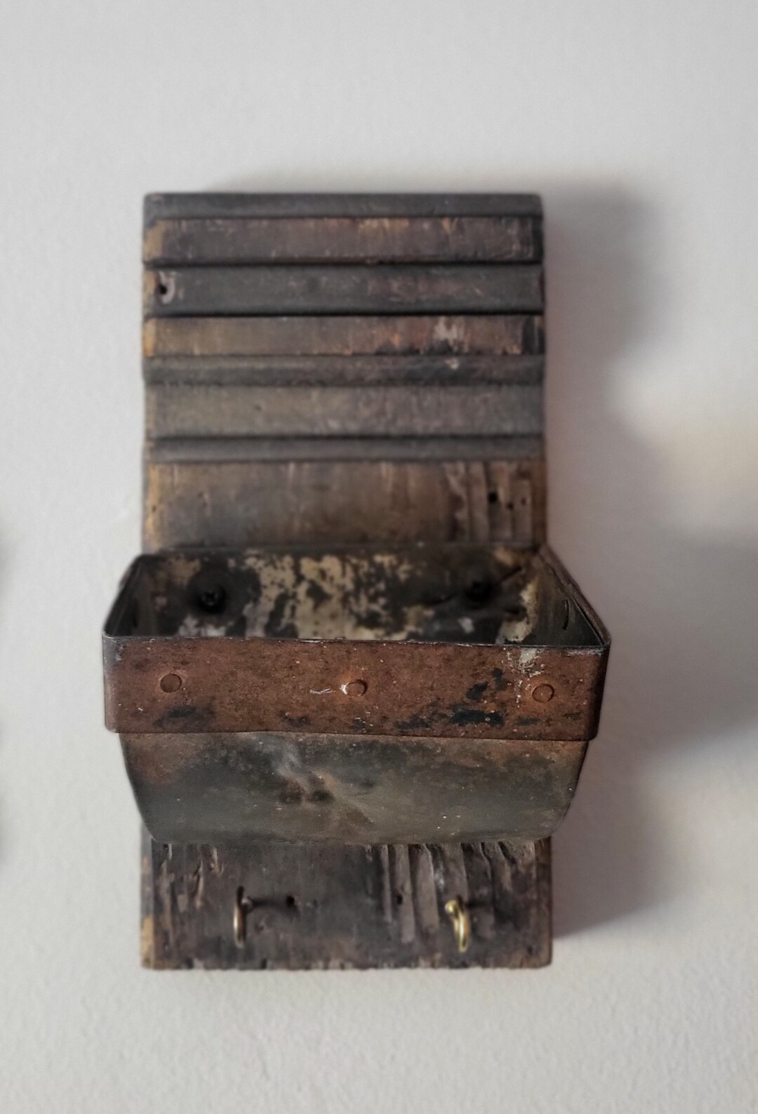 Antique Wall Mounted Storage Box With Hooks - Etsy