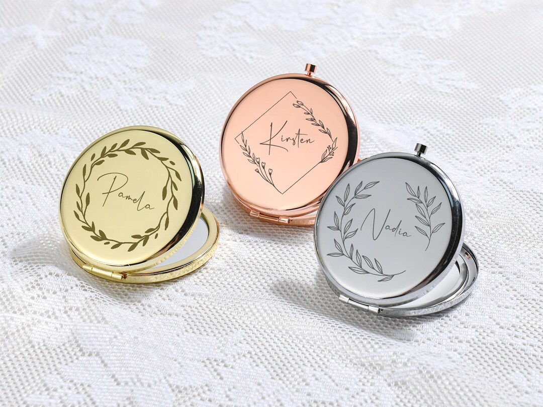Engraved Compact Mirror,custom Pocket Mirror,personalized Gold ...