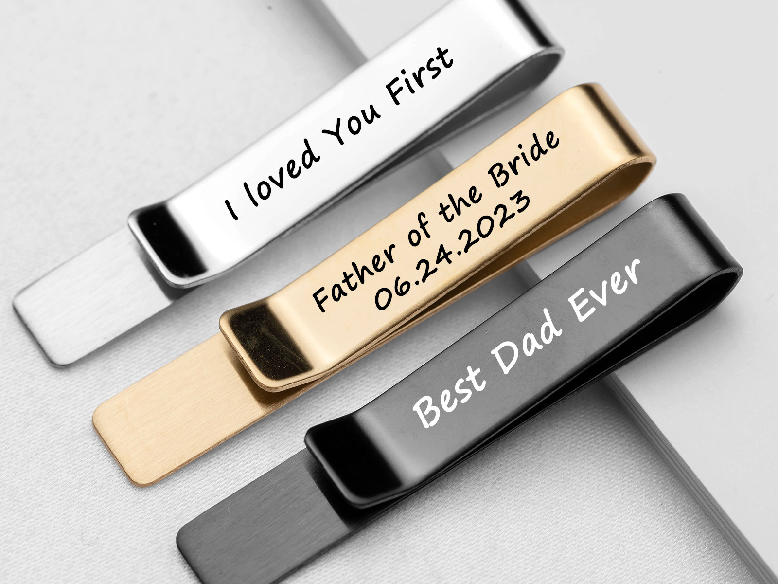 Personalized Tie Clips Custom Groomsmen Tie Clips Gold Tie Clips ...