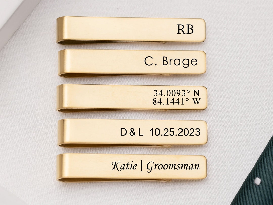 Engraved Tie Bar Personalized Tie Clip Custom Tie Bar Wedding Tie Clip ...