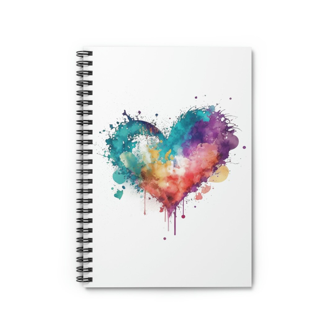 Colorful Painted, Heart, Spiral Notebook Ruled Line - Etsy