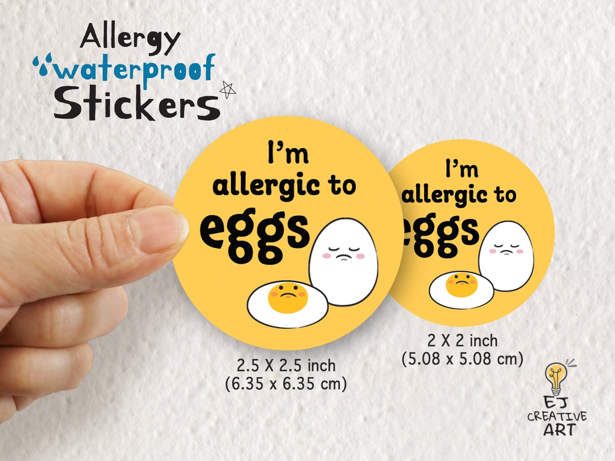 Allergy Stickers, Eggs, Waterproof Stickers, Allergy Warning, Food ...
