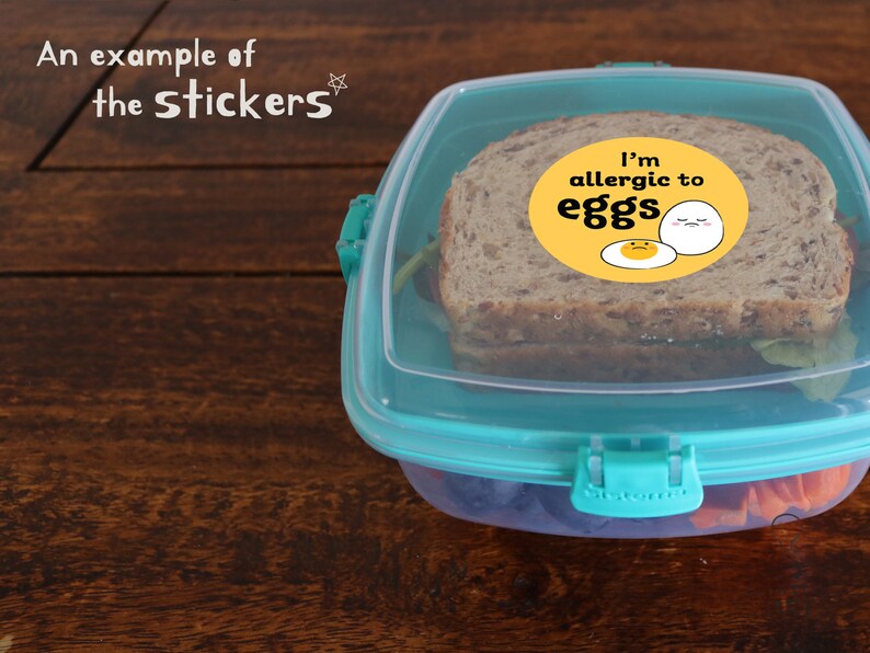 Allergy Stickers, Eggs, Waterproof Stickers, Allergy Warning, Food ...