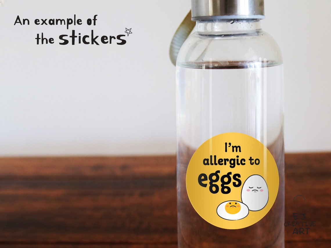Allergy Stickers, Eggs, Waterproof Stickers, Allergy Warning, Food ...