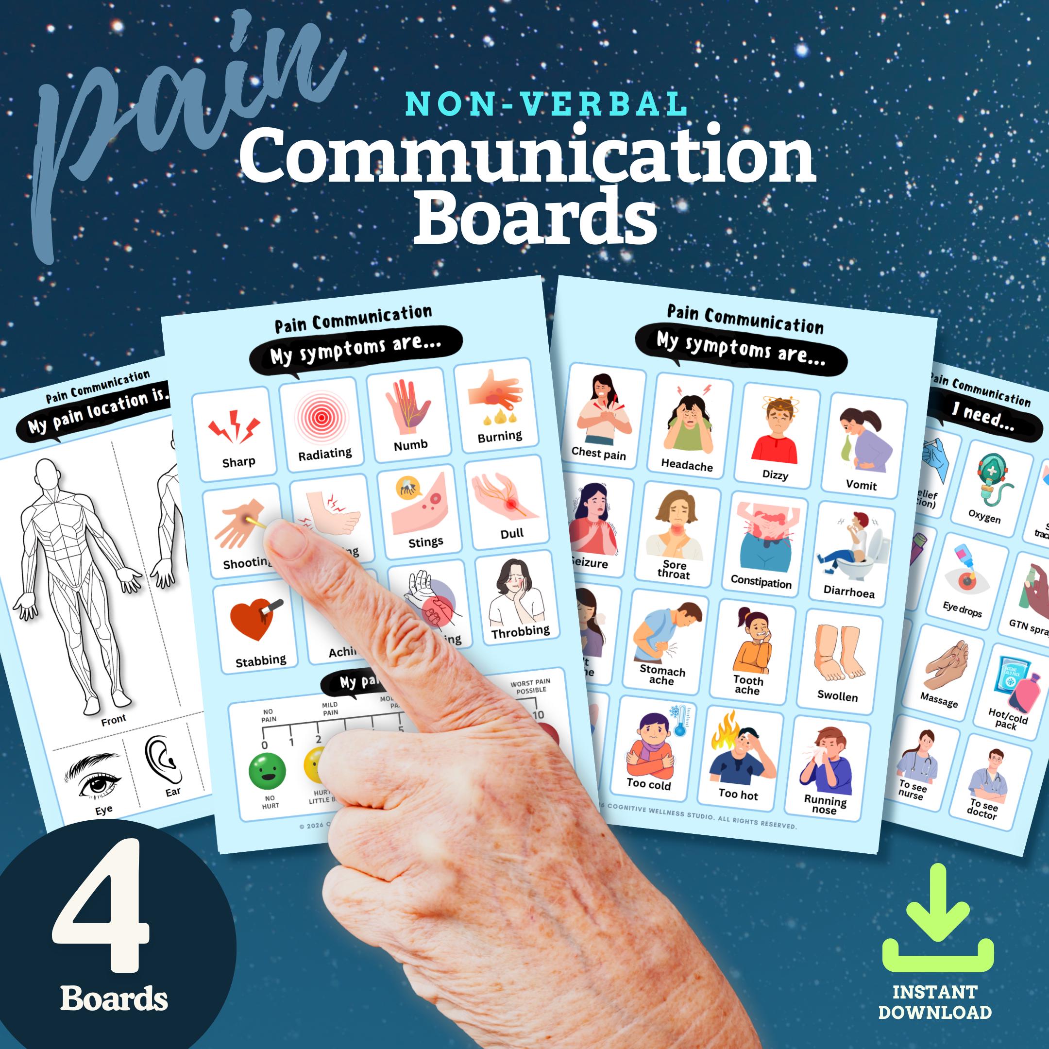 Pain Communication Board for Seniors: Dementia, Stroke, Aphasia ...
