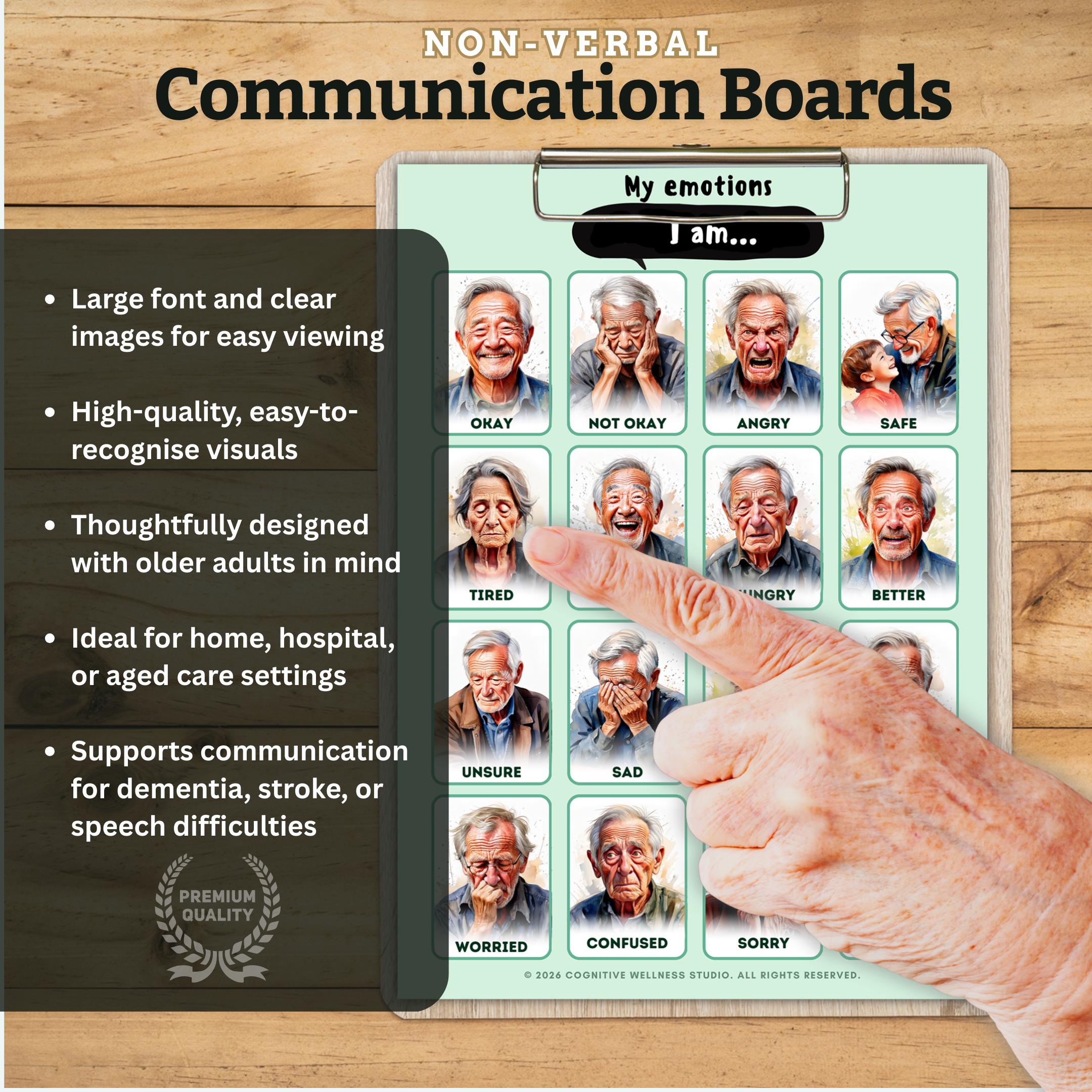 Pain Communication Board for Seniors: Dementia, Stroke, Aphasia ...