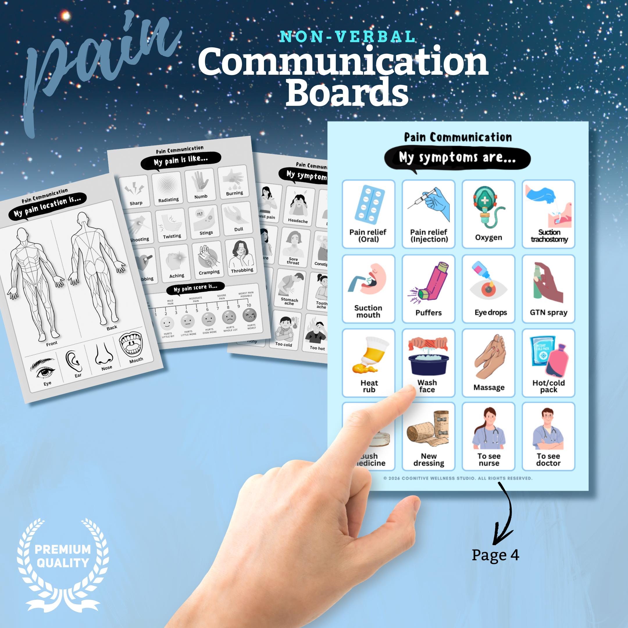 Pain Communication Board for Seniors: Dementia, Stroke, Aphasia ...