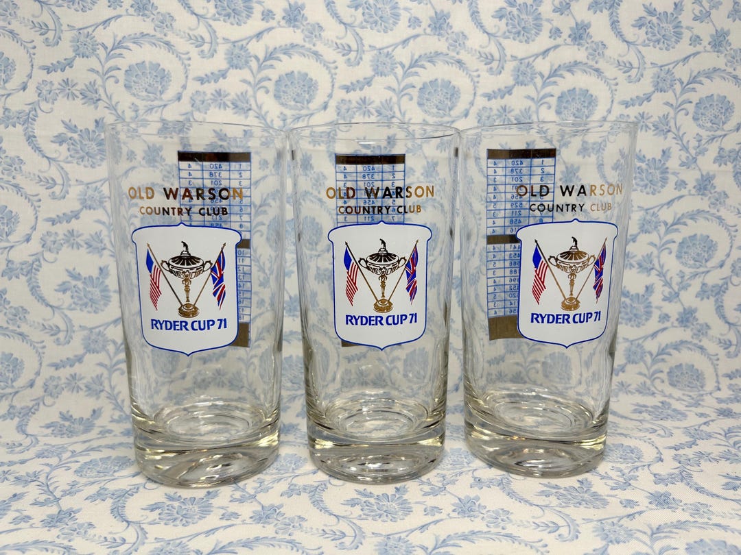 Vintage 1971 Old Warson Country Club Ryder Cup Glass Tumbler Set - Etsy