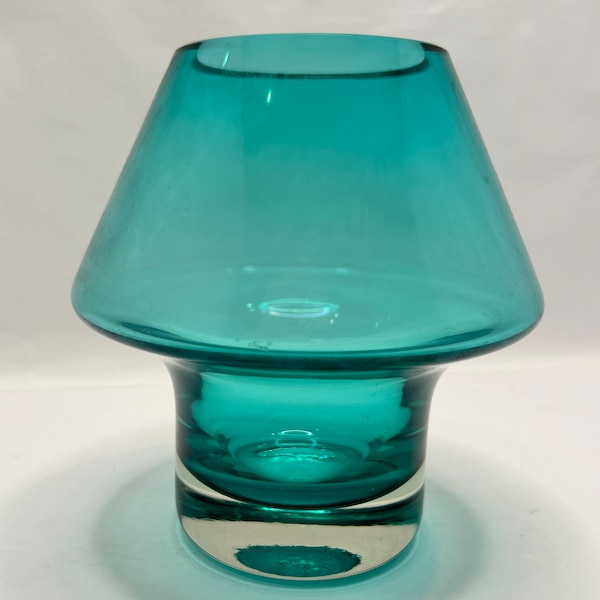 Antique Teal Glass Vase - Etsy