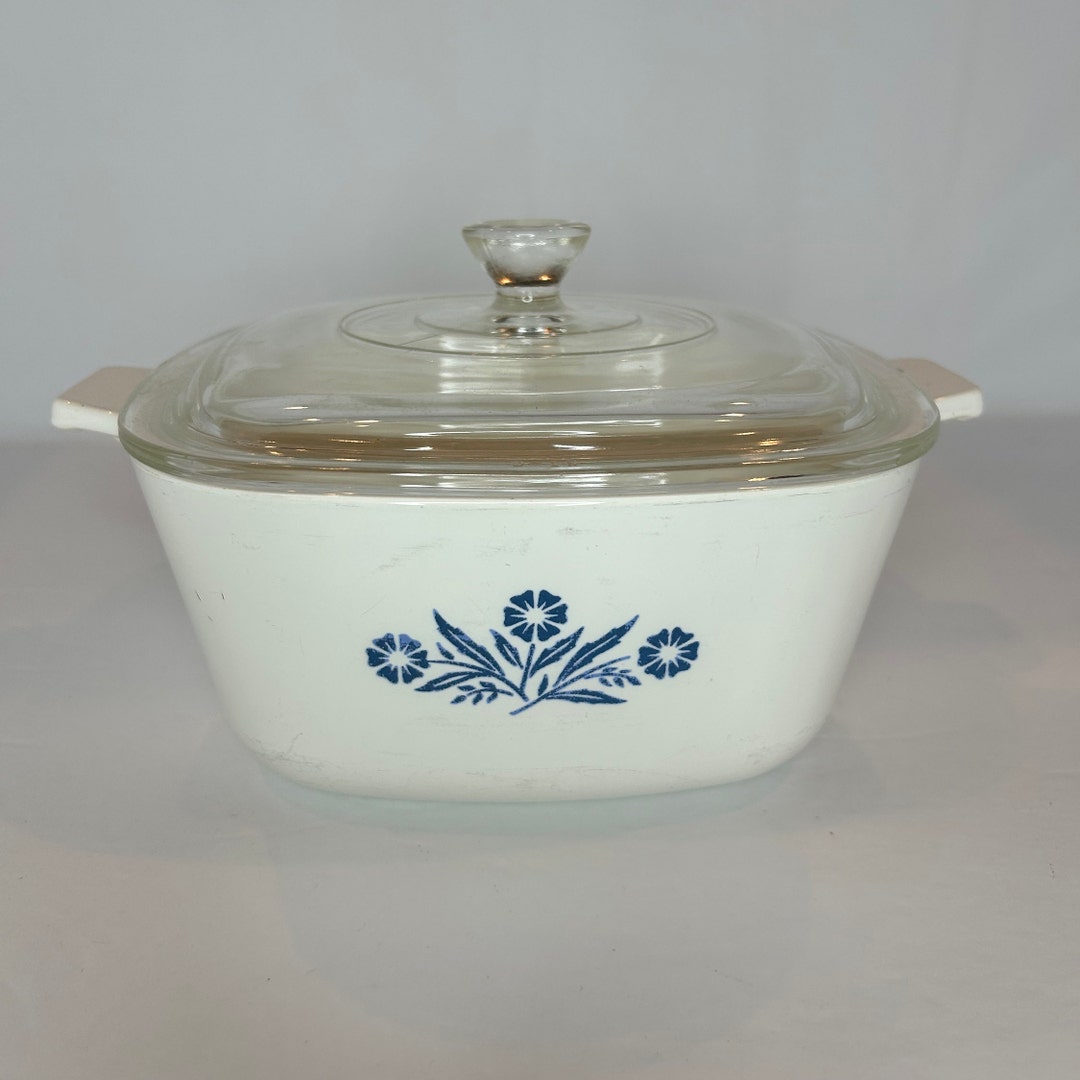 Vintage Corning blue Cornflower Baking Dish - Etsy