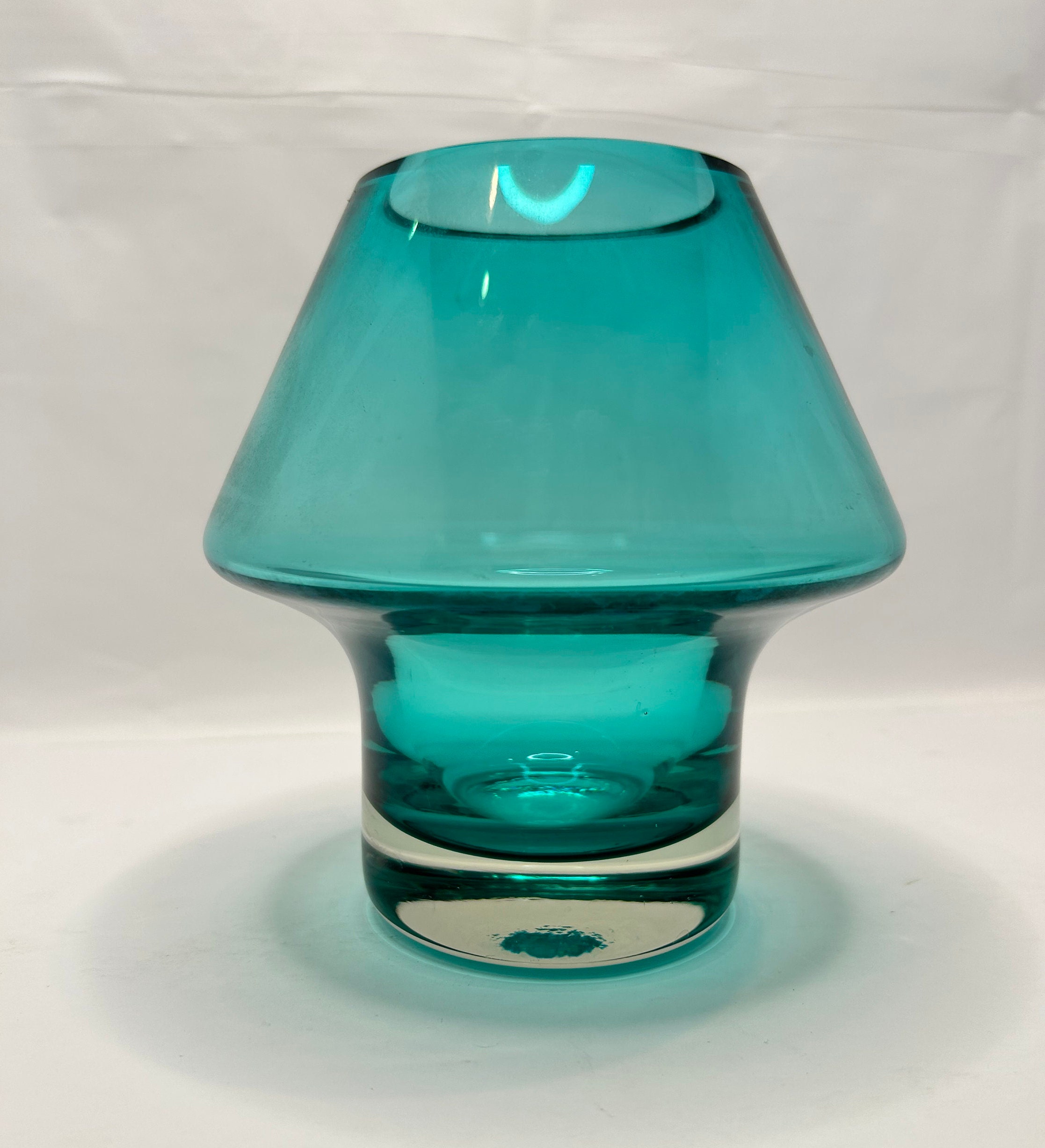 Vintage Finnish Teal Glass Vase - Etsy