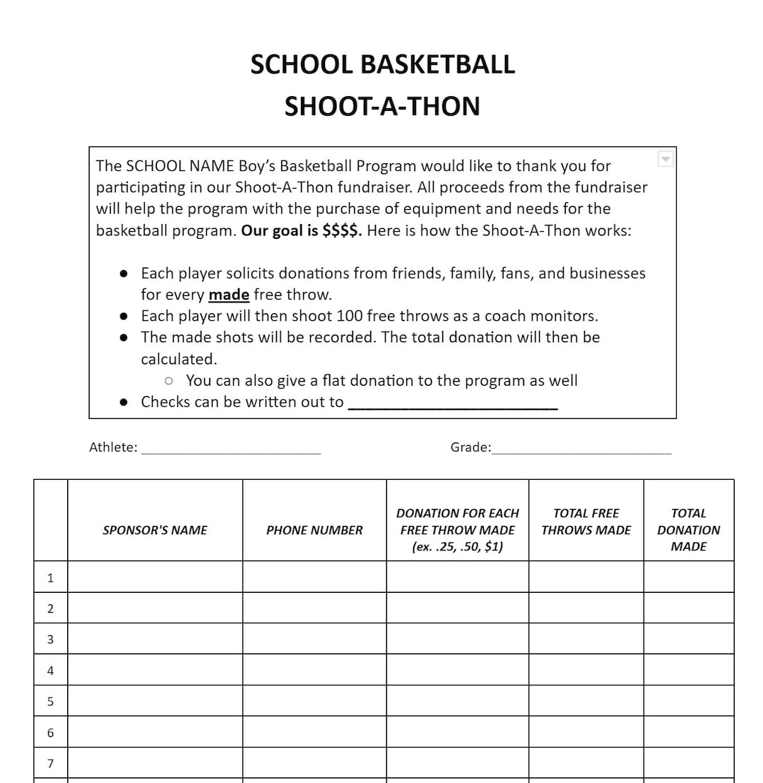 Shoot-a-thon Template - Etsy