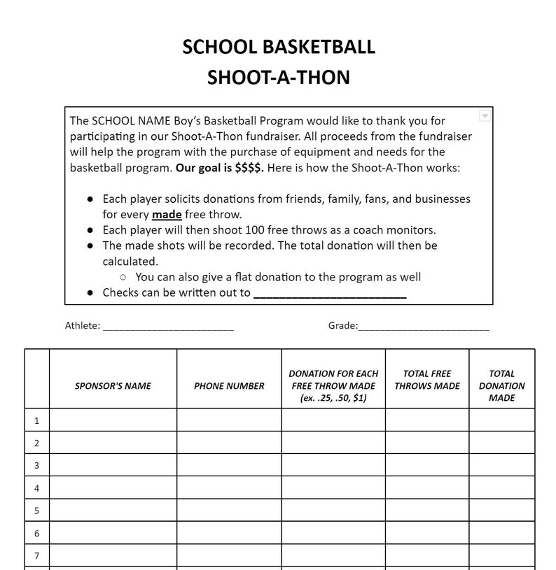 Shoot-a-thon Template - Etsy